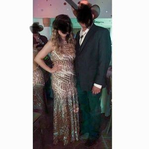 Dresses | Gold Sequence Gown | Poshmark